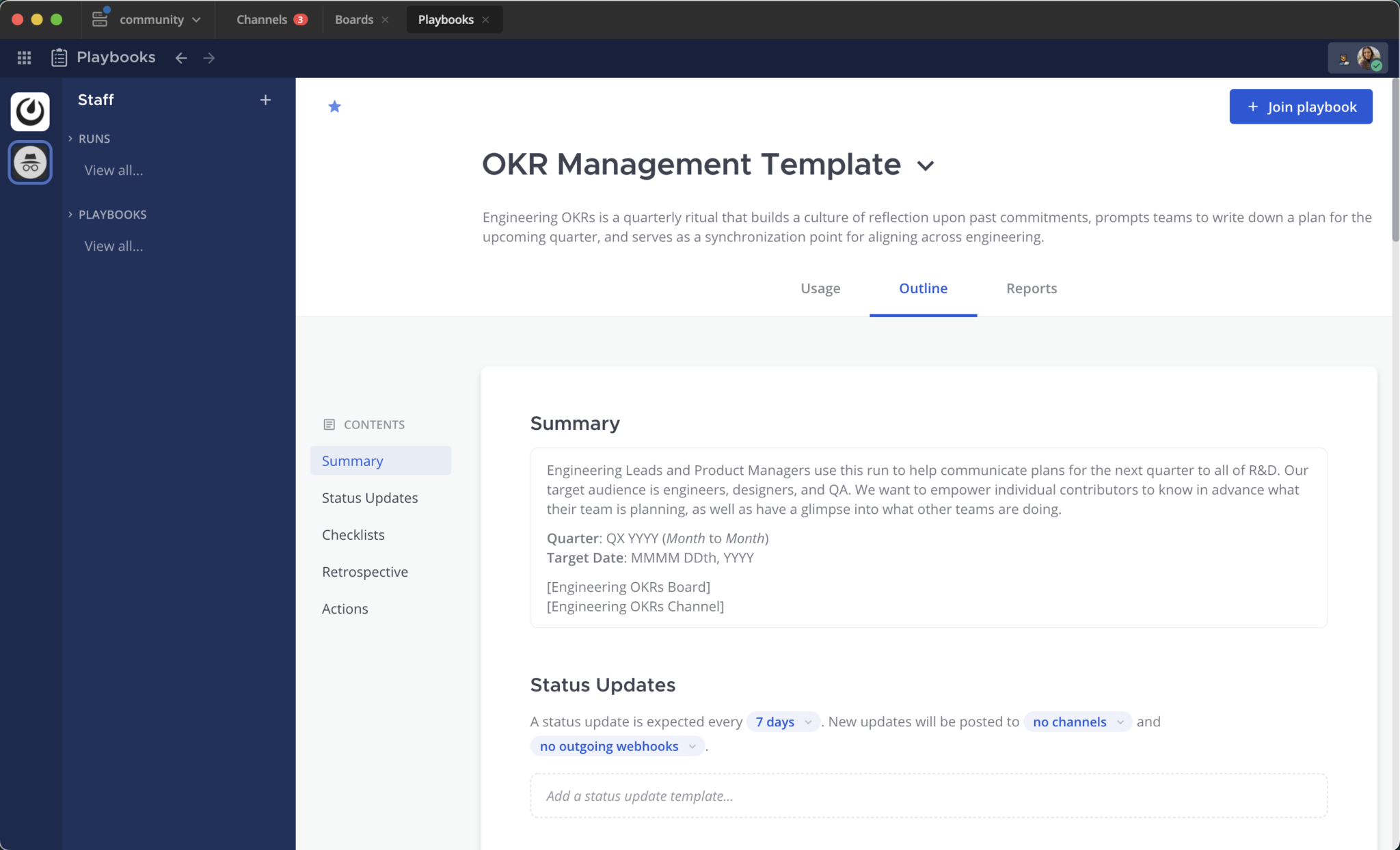 Mattermost Playbooks How-to: OKR Management
