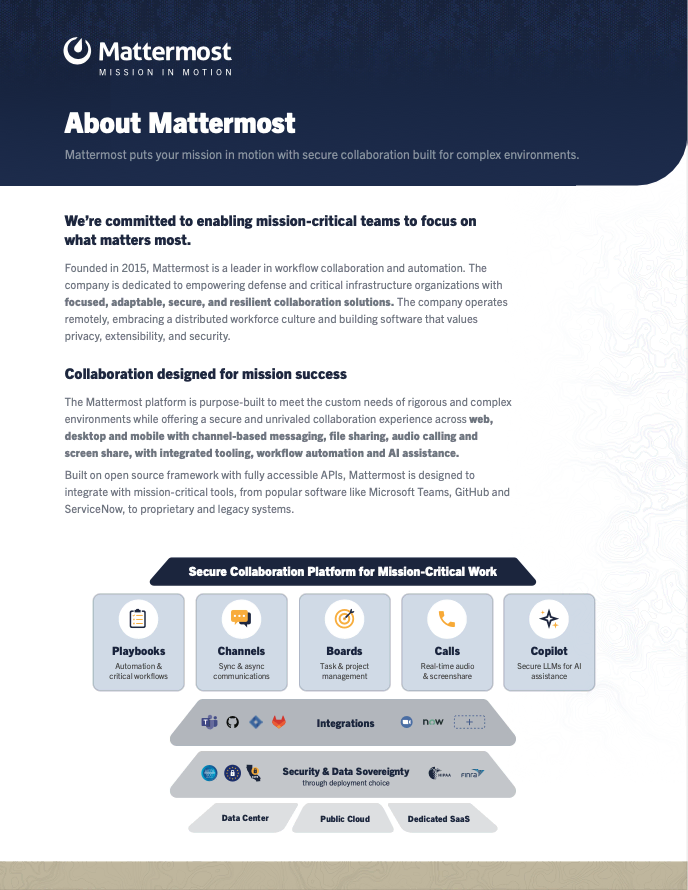 About Mattermost Datasheet - Mattermost