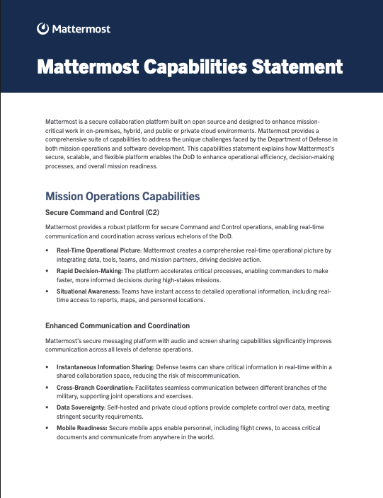 Mattermost Capabilities Brief - Mattermost
